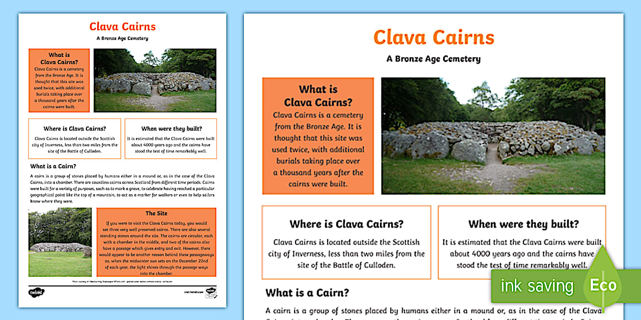 Black and White Clava Cairns Fact Sheet (teacher made)