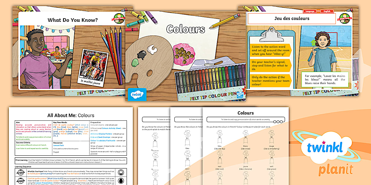 French Colours for Kids - French Colours Lesson Pack Year 4