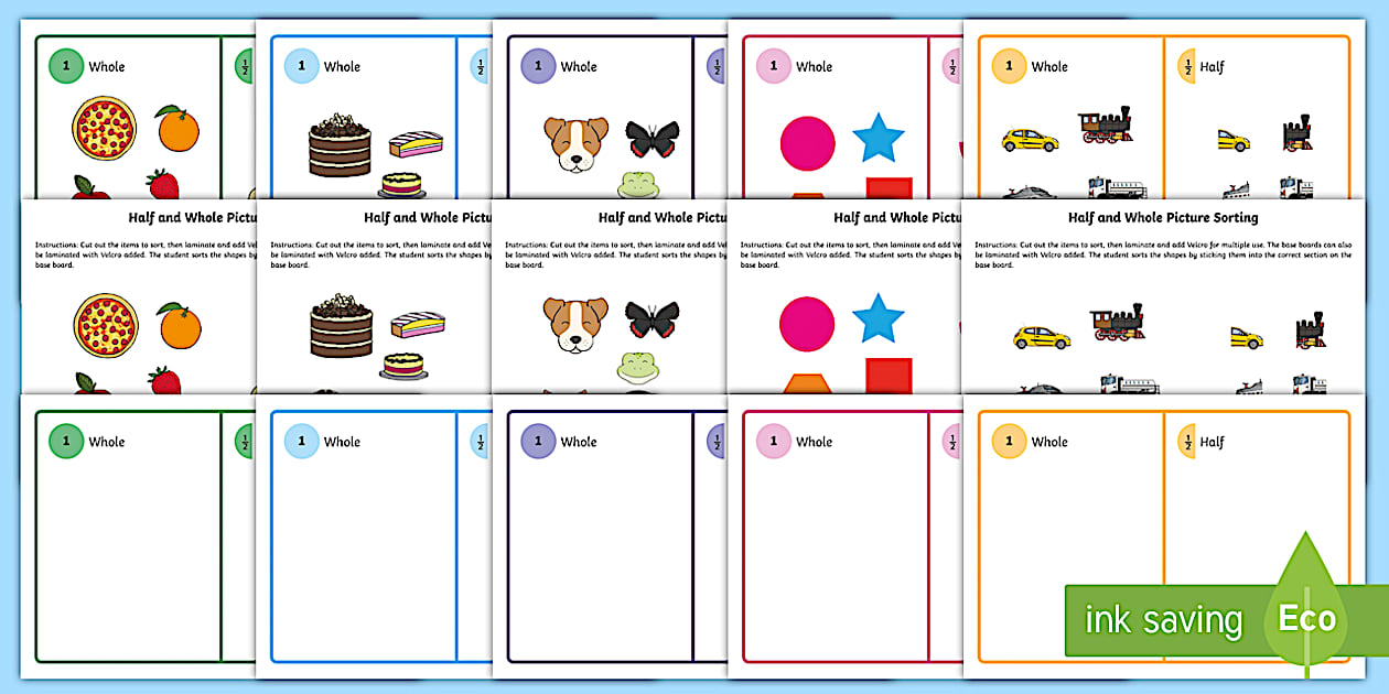 Workstation Pack Half and Whole Picture Sorting Activity Pack