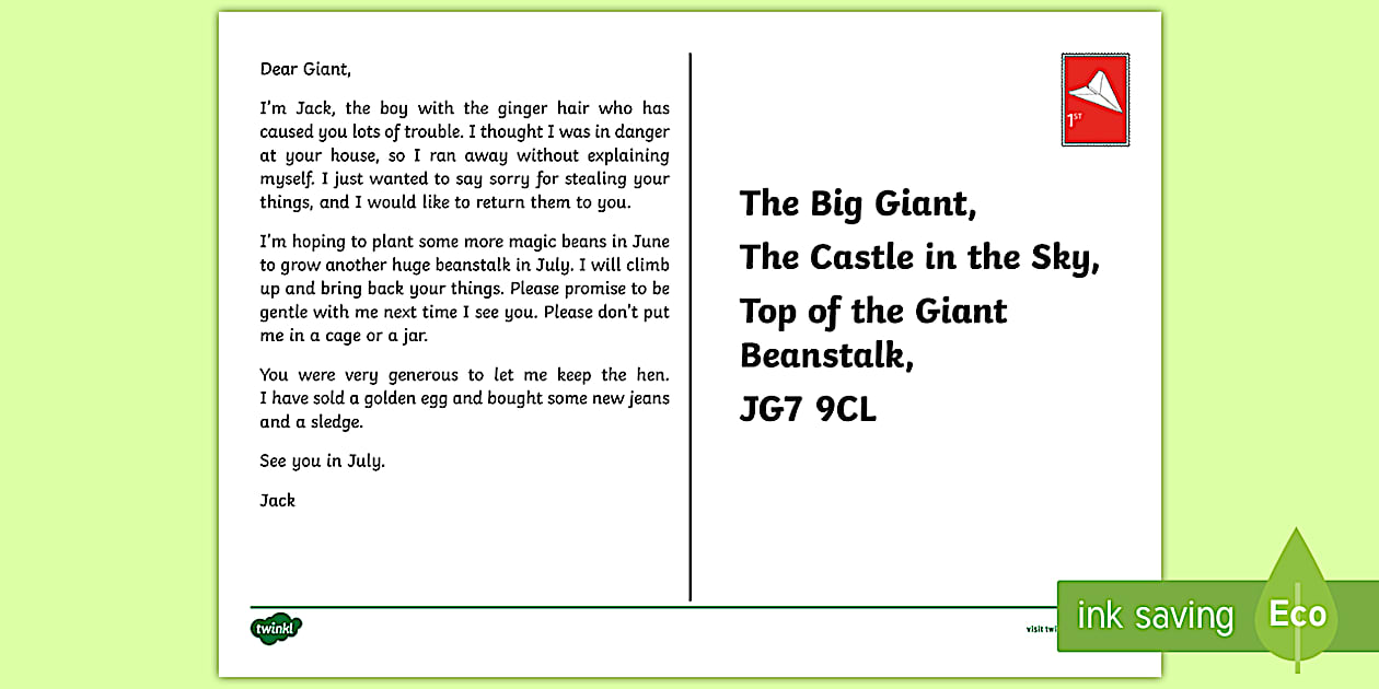 Cursive Jack and the Beanstalk 'j' Phoneme Spotter Postcard