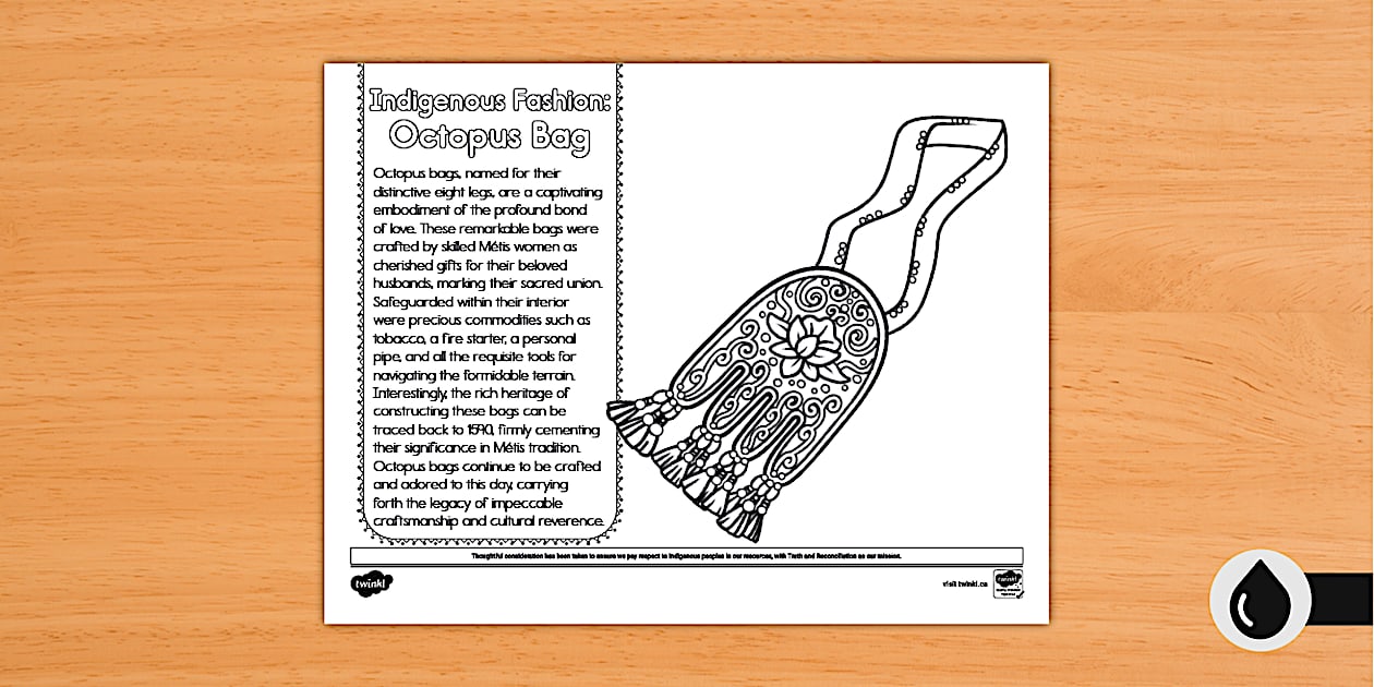 FREE! - Indigenous Fashion: Octopus Bag Reference and Colouring Page