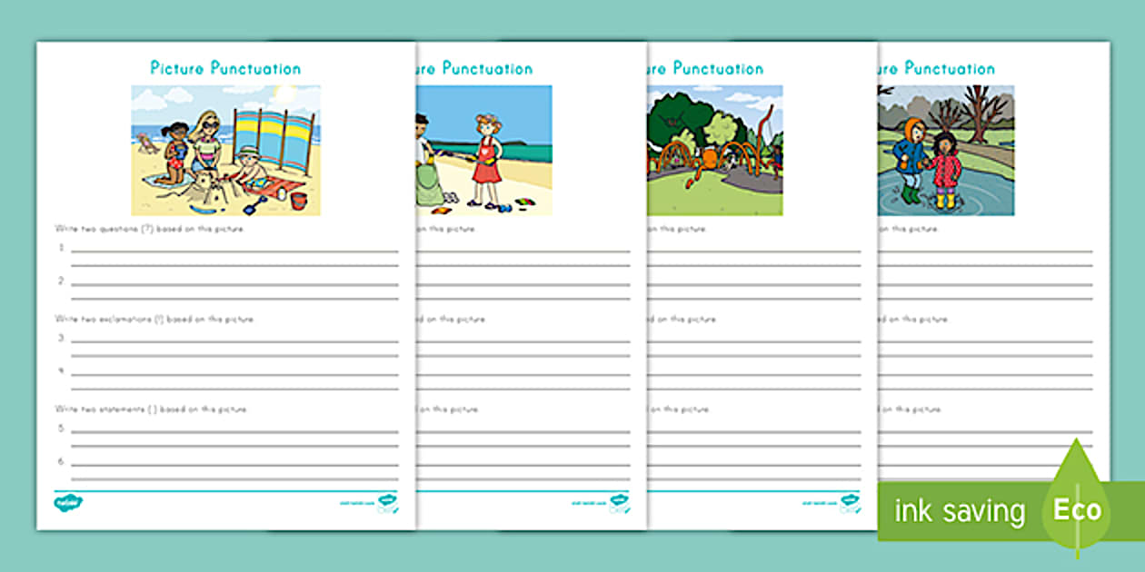 Picture Punctuation Writing Activities - Twinkl