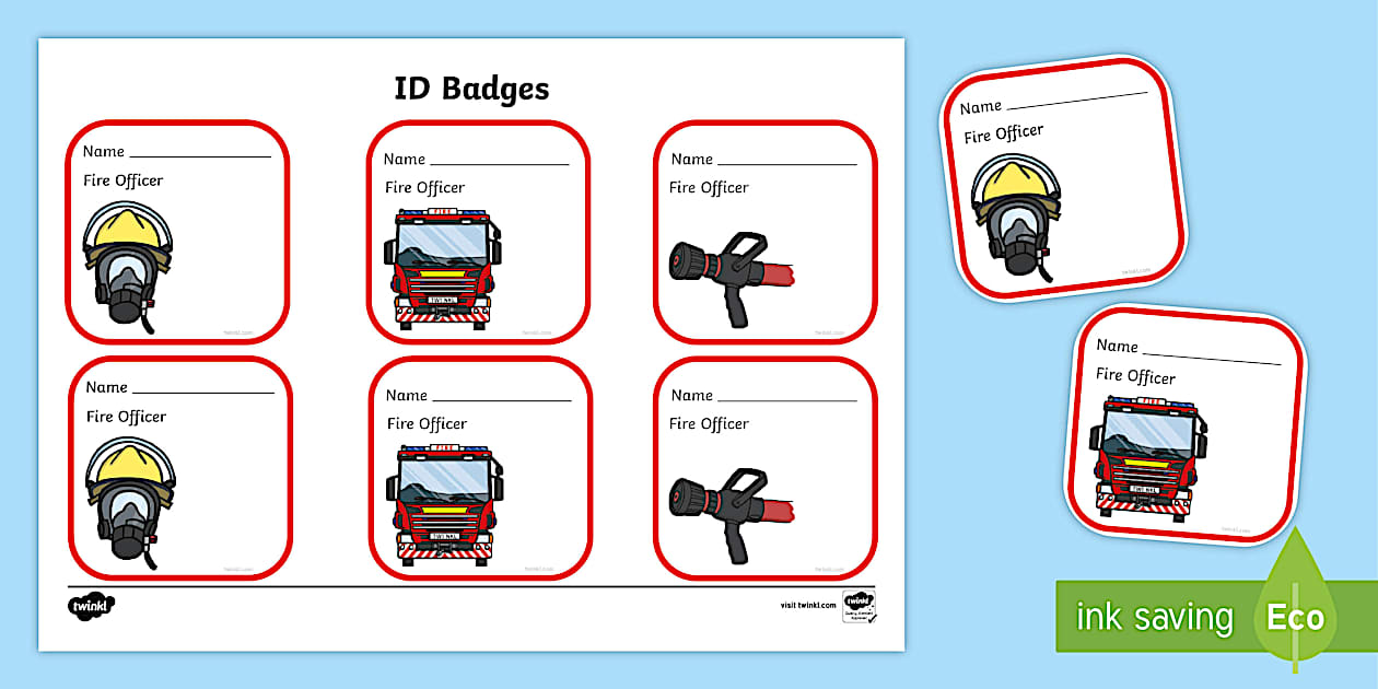 Fire Fighter Role Play Badges (teacher made) - Twinkl