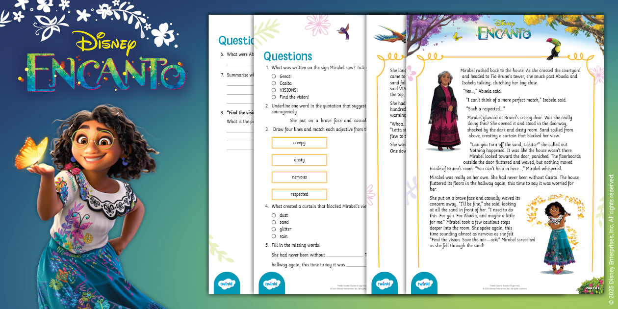 Encanto: Reading Comprehension [Ages 7-9] (teacher made)