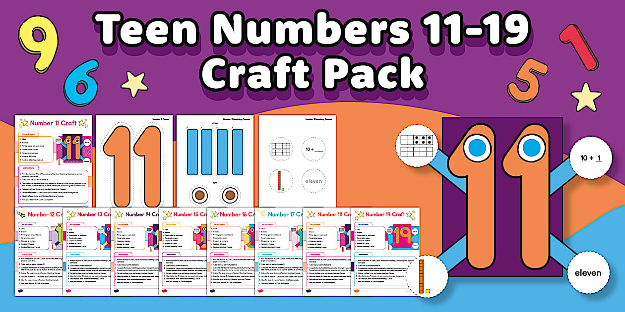 Teen Number Craft Pack for Kindergarten | Twinkl USA