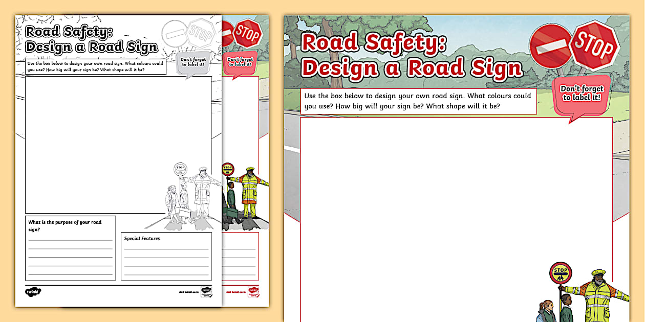 Road Safety: Design a Road Sign Worksheet (Teacher-Made)