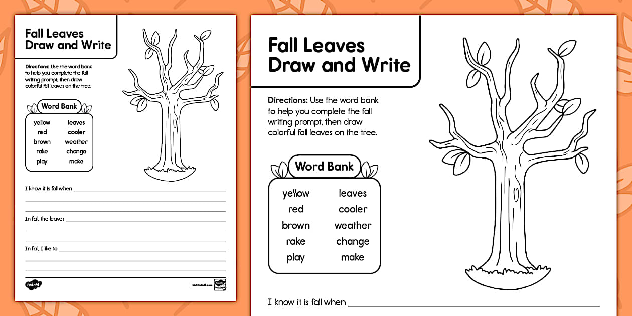 Fall Leaves Draw and Write Worksheet | Resource | Twinkl USA