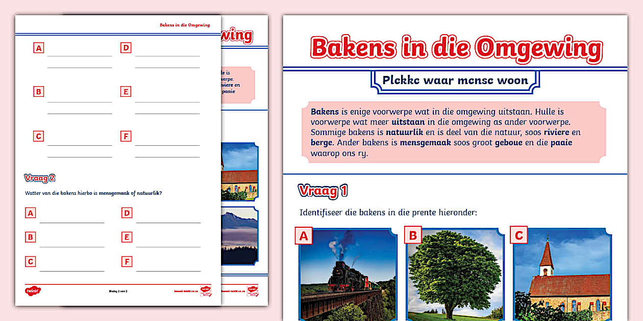 Bakens In Die Omgewing - Aktiwiteit (teacher made) - Twinkl