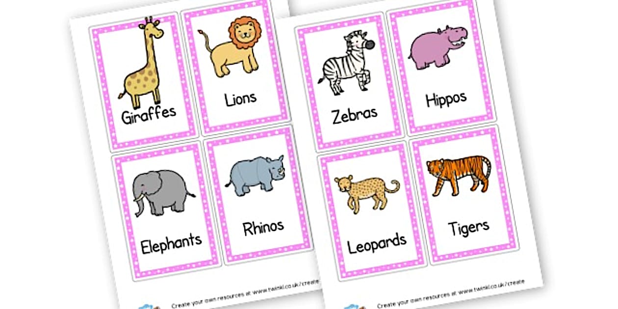 Animal Themed Word Cards (teacher made) - Twinkl