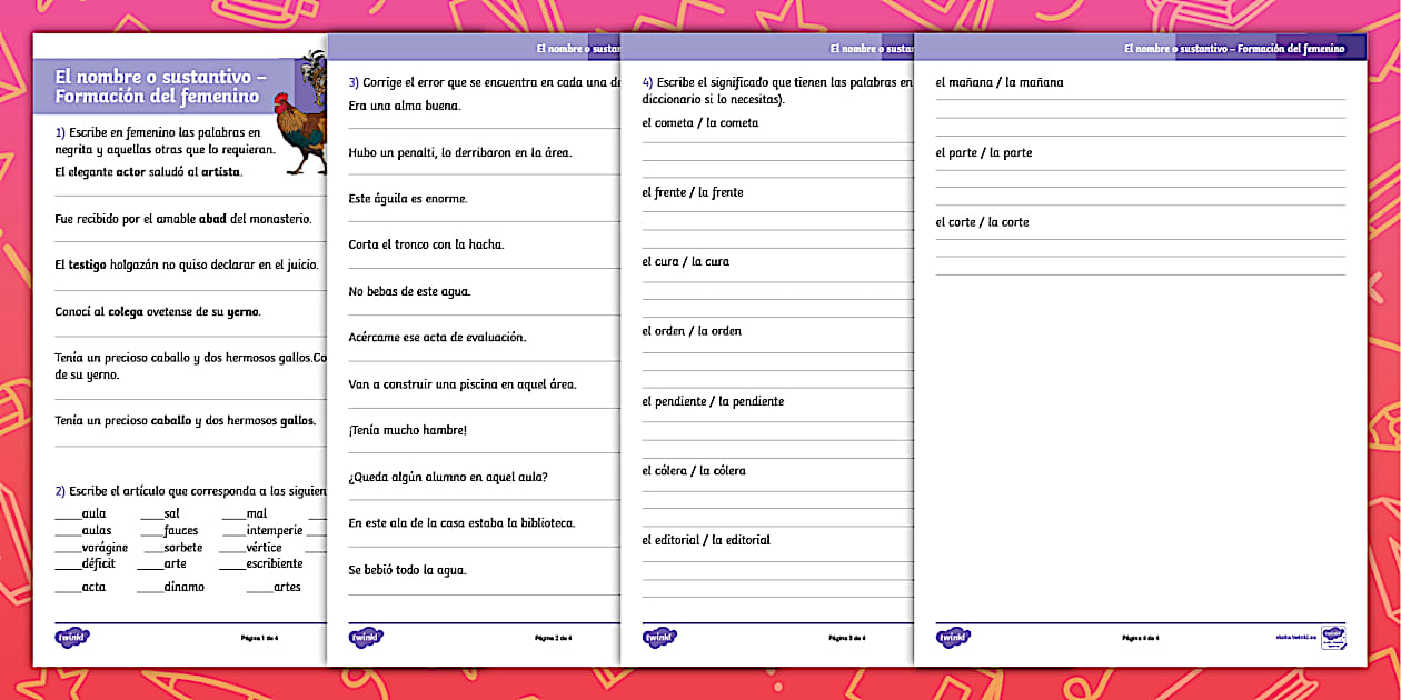 Ficha de actividad: Los nombres o sustantivos II - Morfología