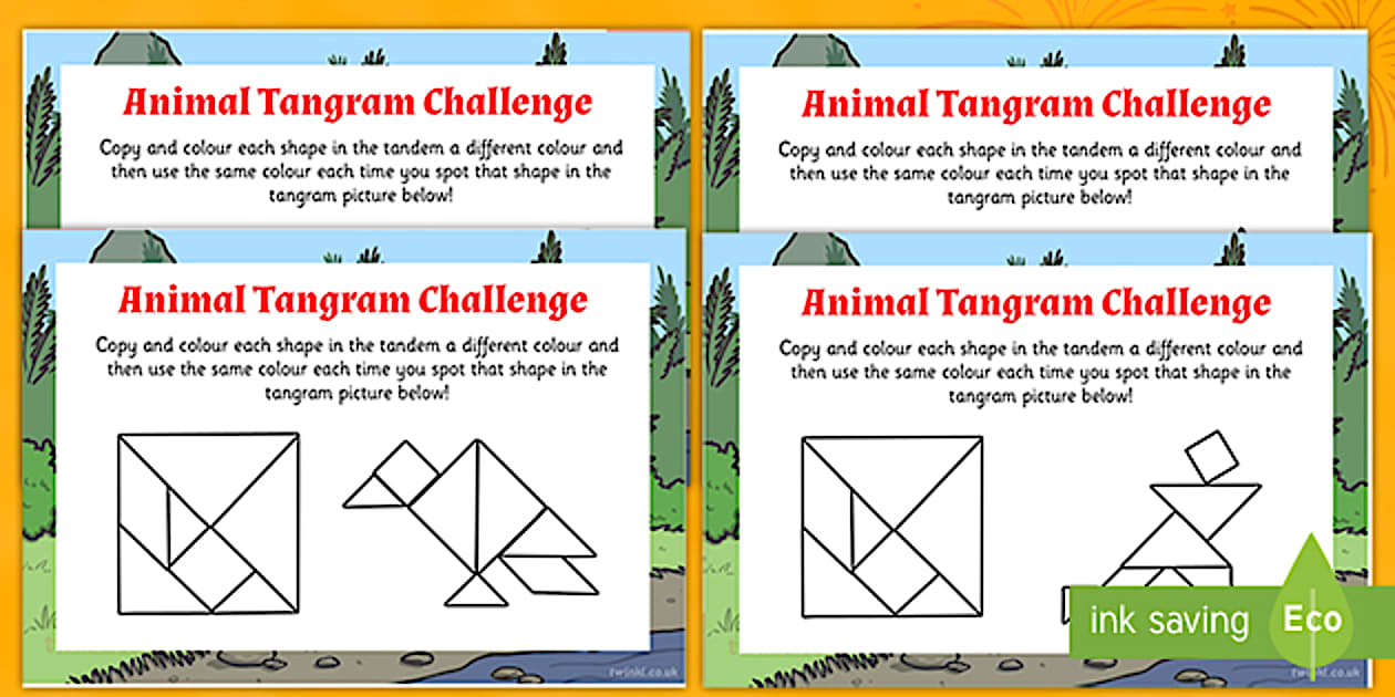 Chinese New Year Colouring Tangram Challenge Cards - challenge