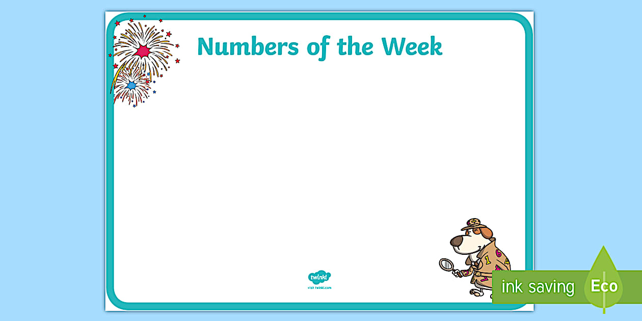Numbers of the Week Poster (Teacher-Made) - Twinkl