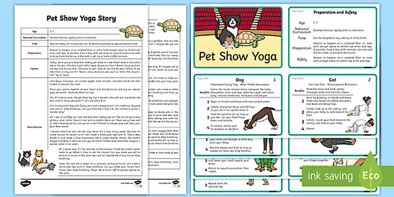 Black and White Pet Show Yoga Story (teacher made) - Twinkl