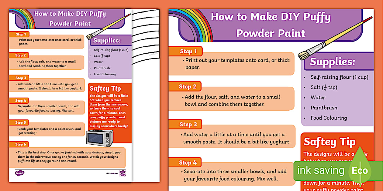 Puffy Powder Paint Ideas Craft Activity | Twinkl | EYFS