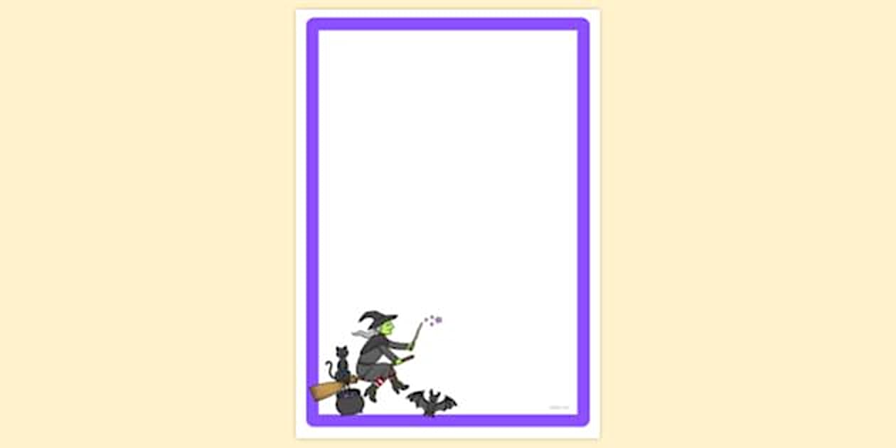 Witch Flying on a Broomstick Page Border | Primary | Twinkl