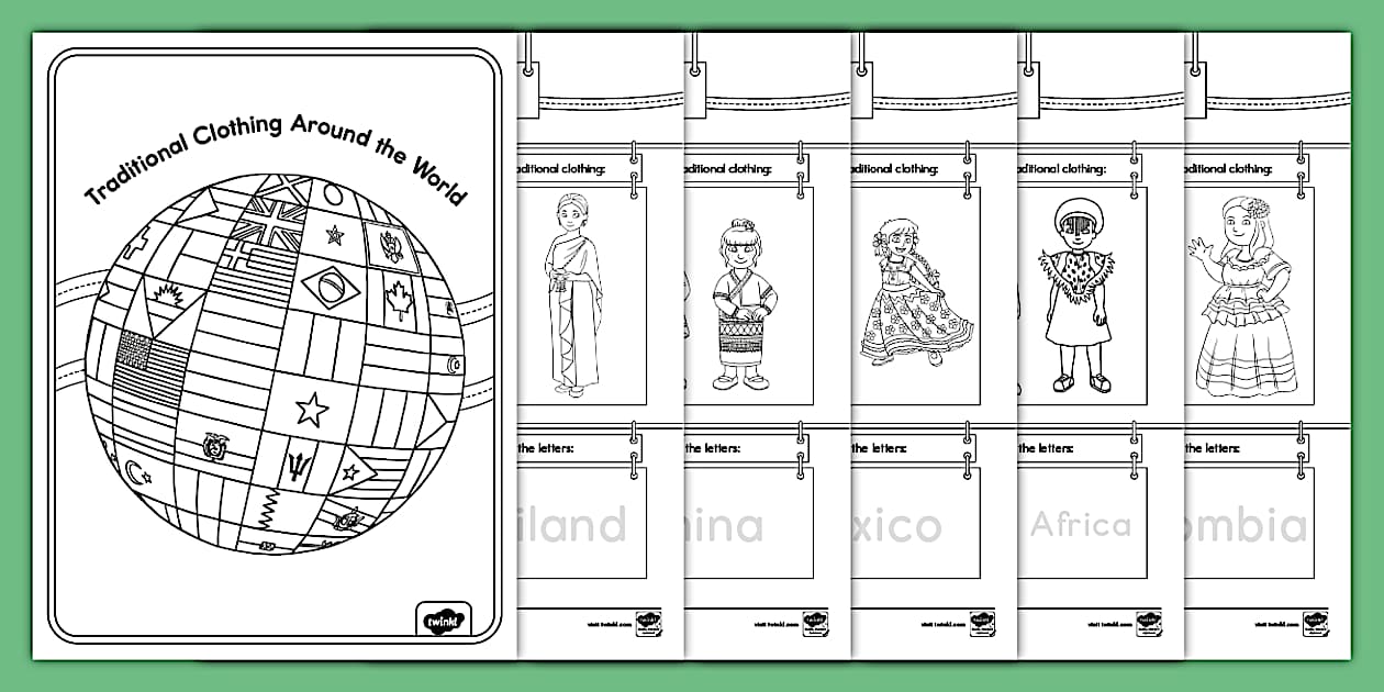 Traditional Clothing Around the World Activity Booklet K-2nd
