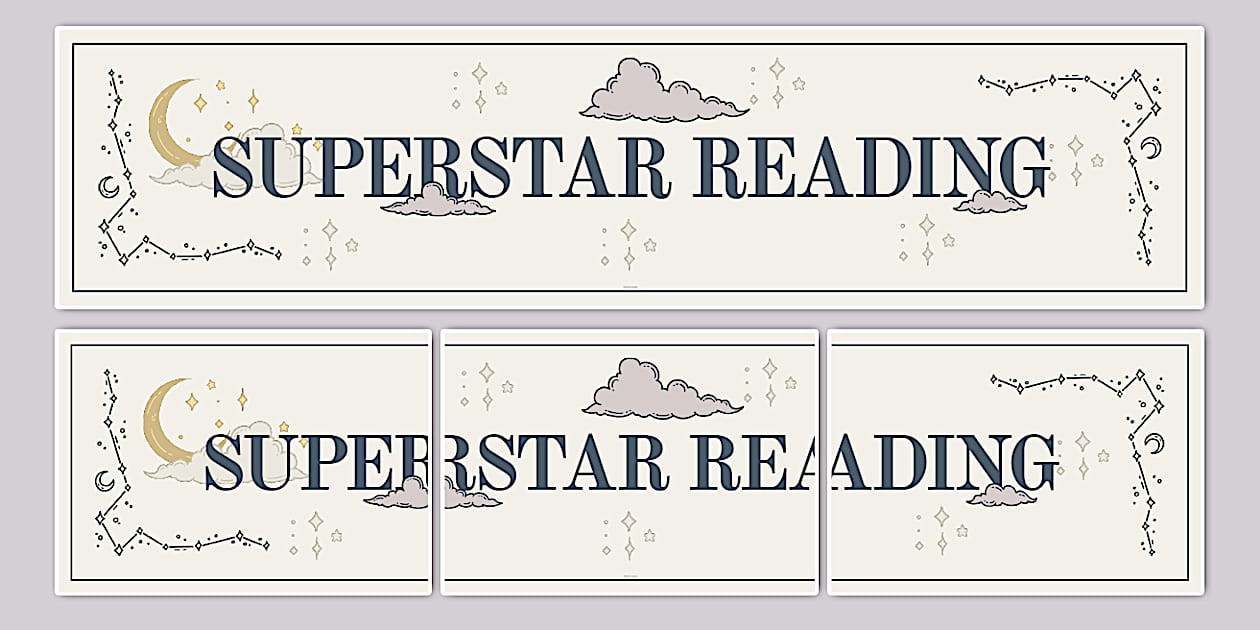 Celestial-Themed Superstar Reading Display Banner - Twinkl