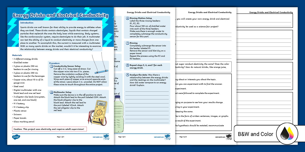 Energy Drinks & Electrical Conductivity Science Fair Project