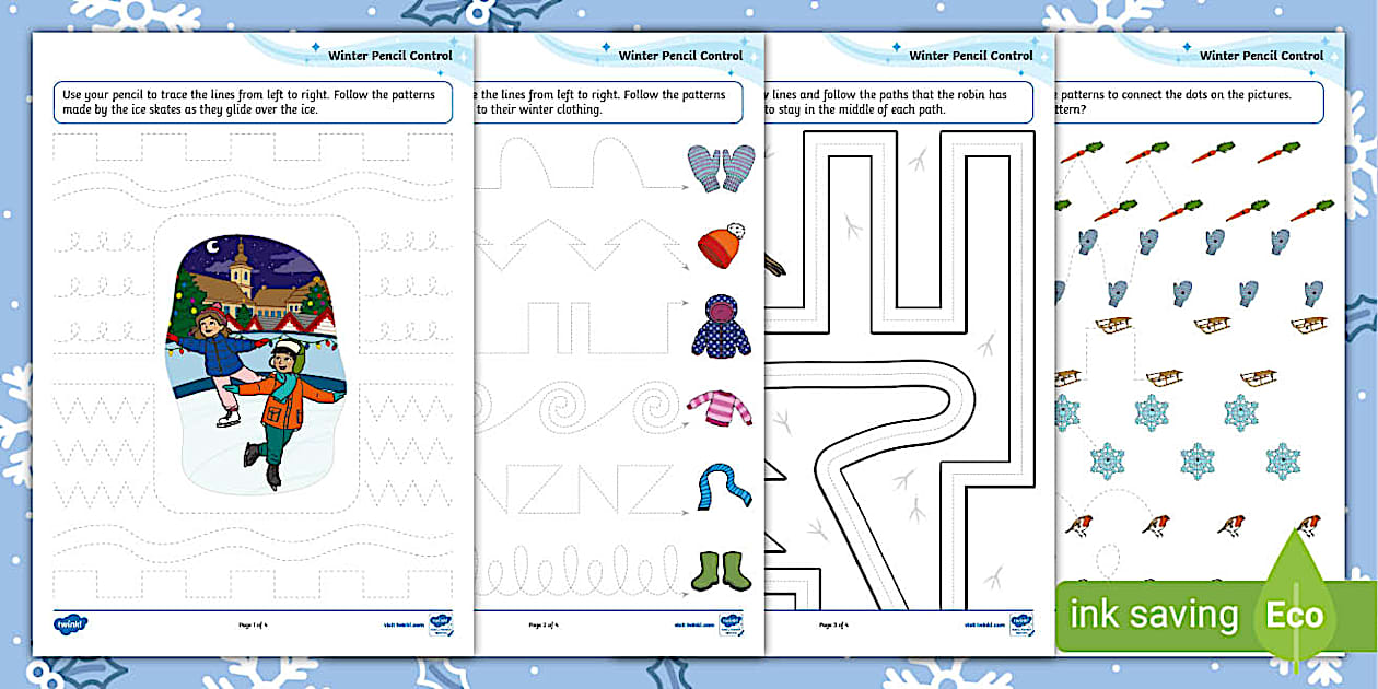 Winter Pencil Control Activity Pack | Twinkl (Teacher-Made)