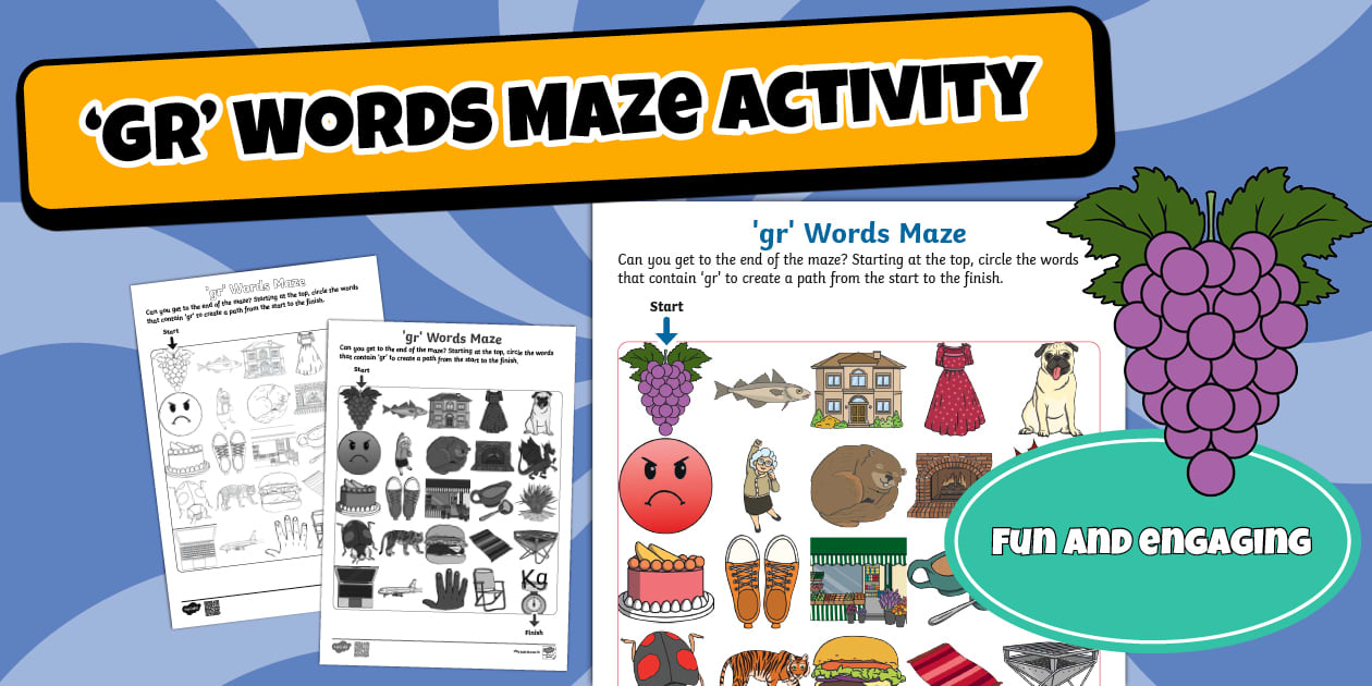 * NEW * 'gr' Words Maze Activity