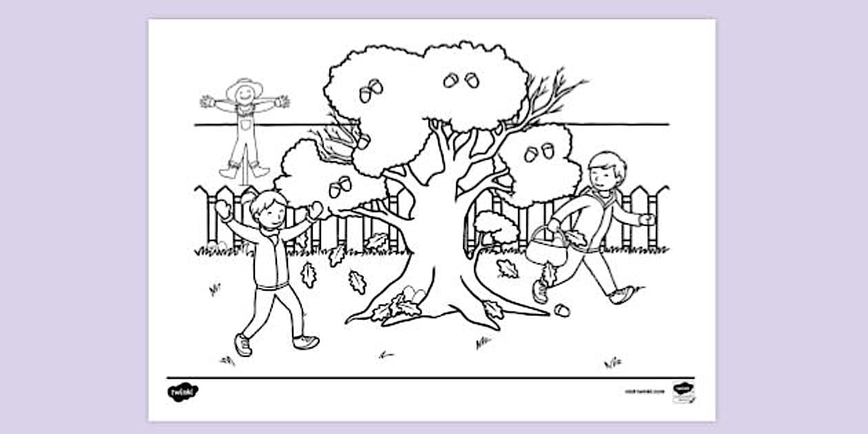 Autumn Colouring Page for Kids - Primary Resources - Twinkl