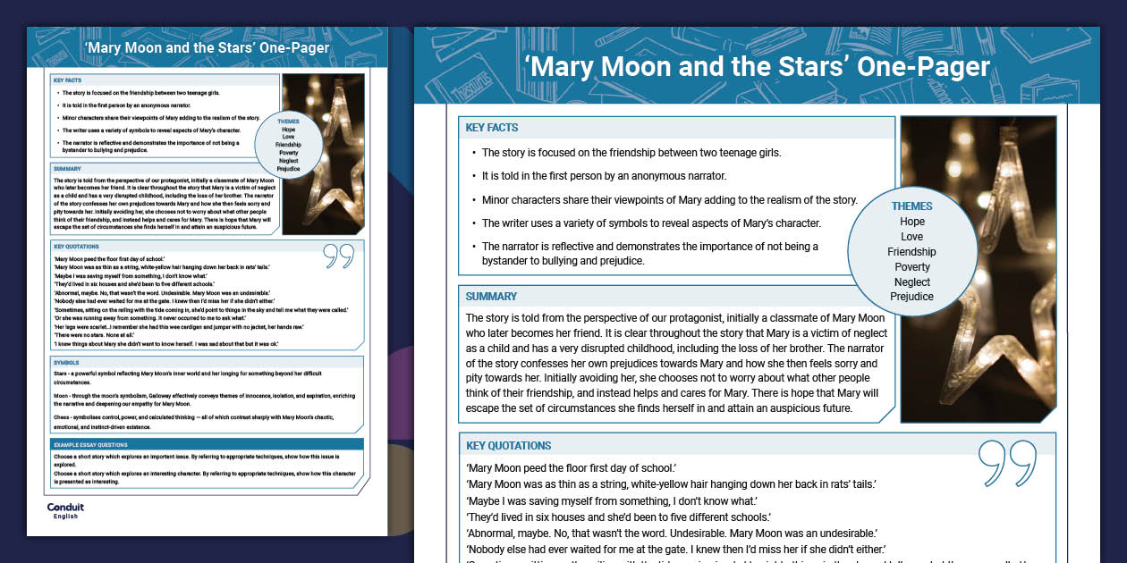 'Mary Moon and the Stars' One-Pager (teacher made) - Twinkl