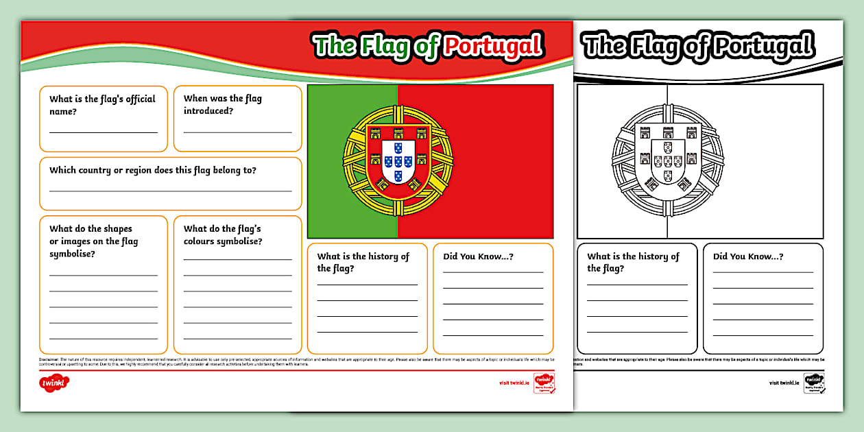 Portugal Flag Fact File Template (professor feito) - Twinkl