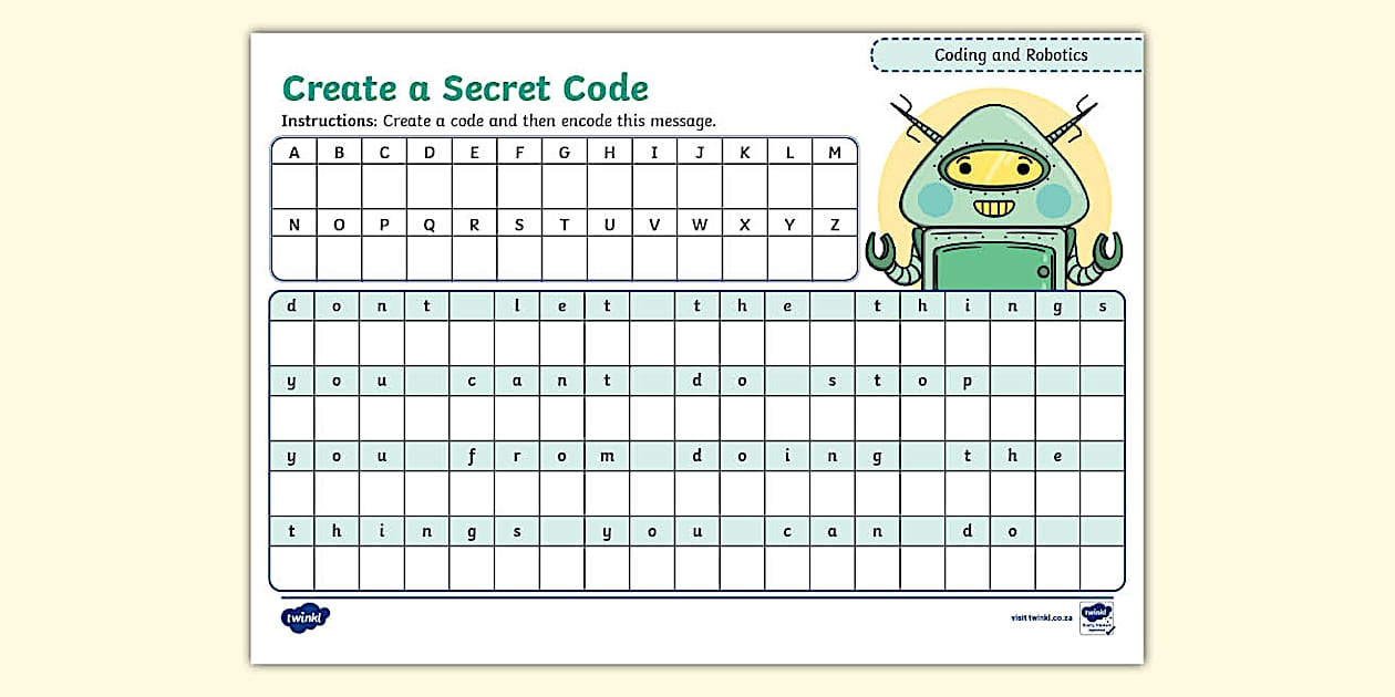 Grade 3 Digital Concepts - Worksheet- Create a Secret Code