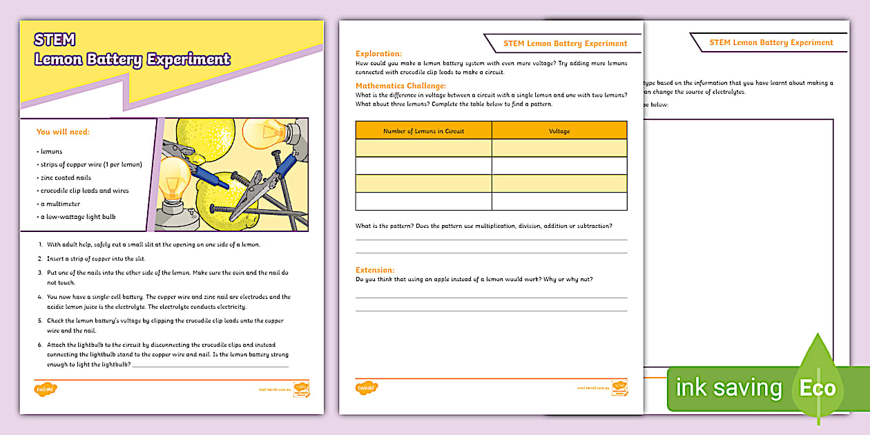 Lemon Battery STEM Activity (teacher made) - Twinkl