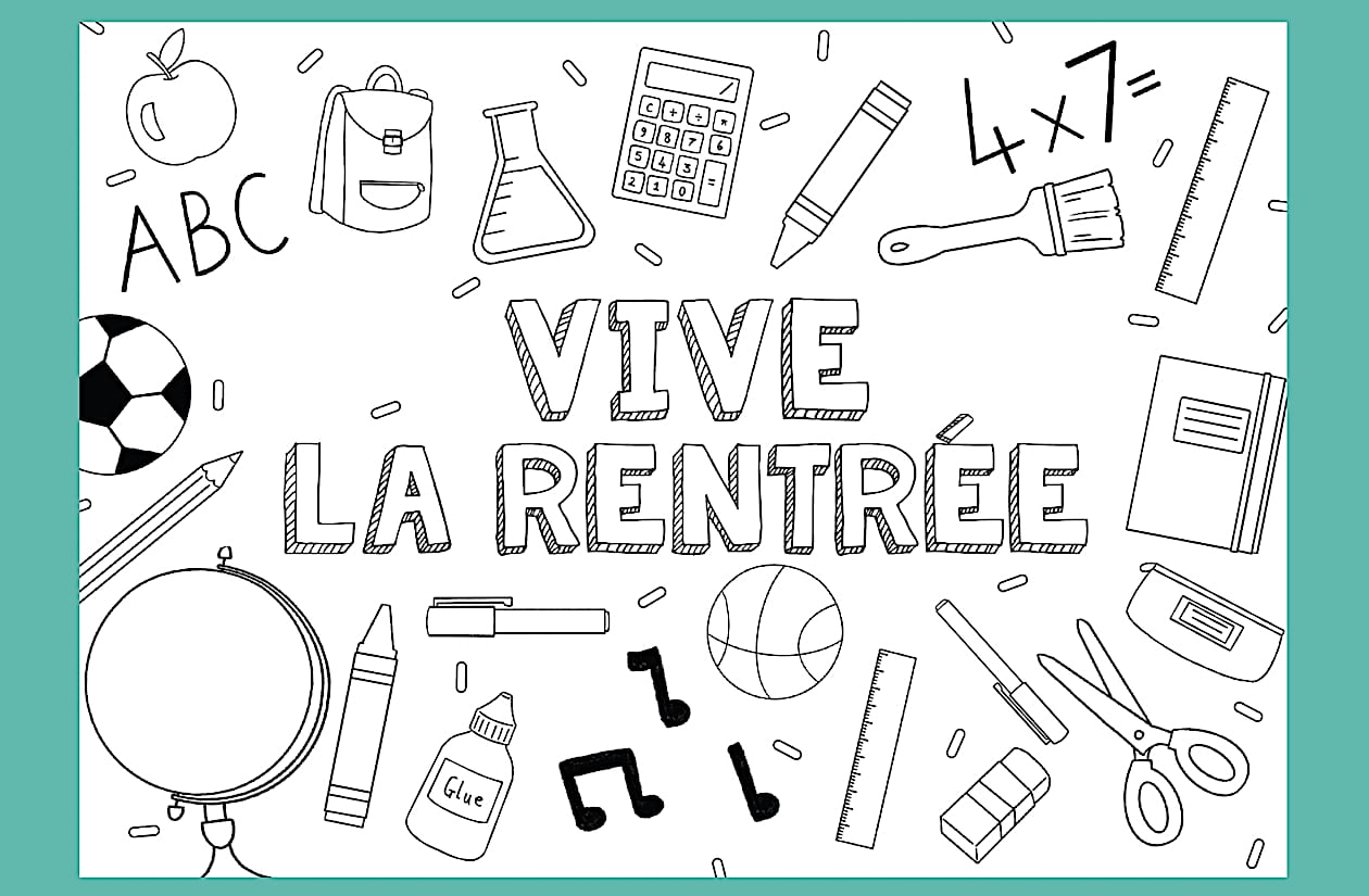 Coloriage "Vive la rentrée" (teacher made) - Twinkl