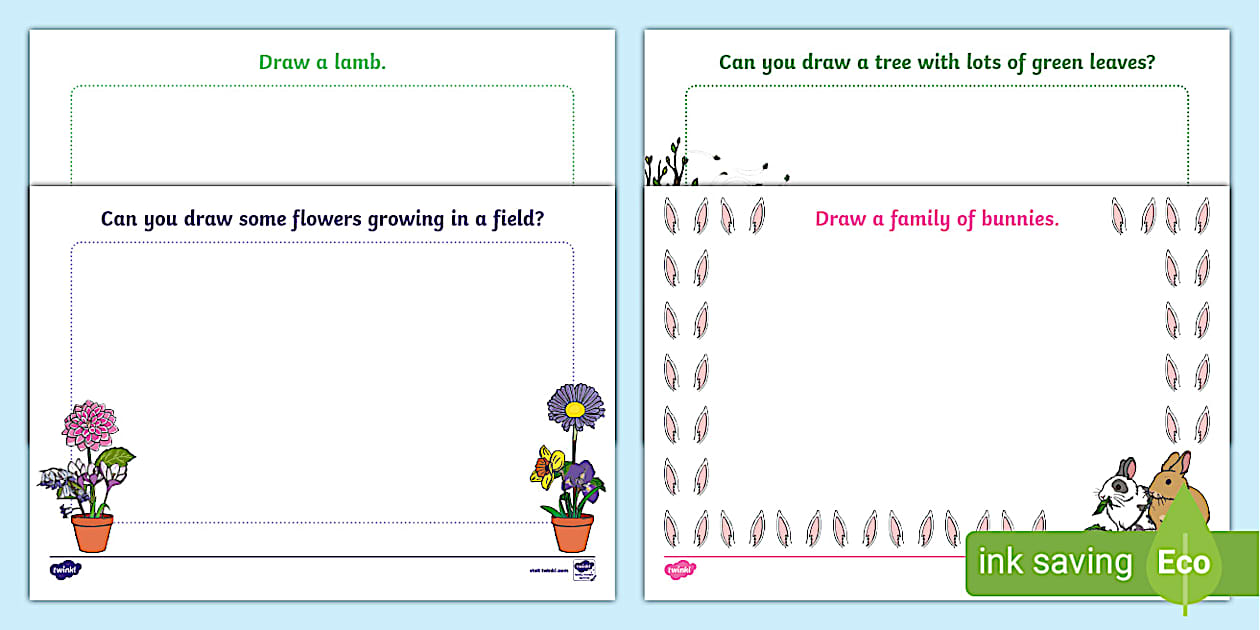 Spring Drawing Prompts (teacher made) - Twinkl