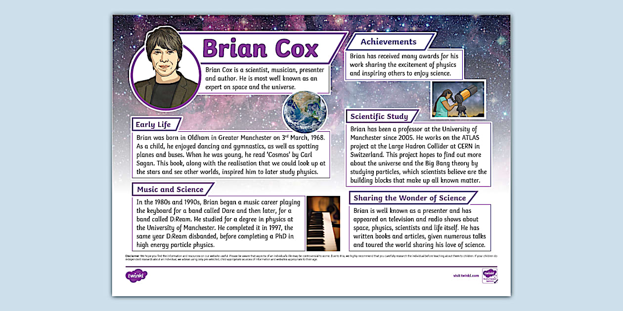 KS2 Professor Brian Cox Fact File (teacher made) - Twinkl