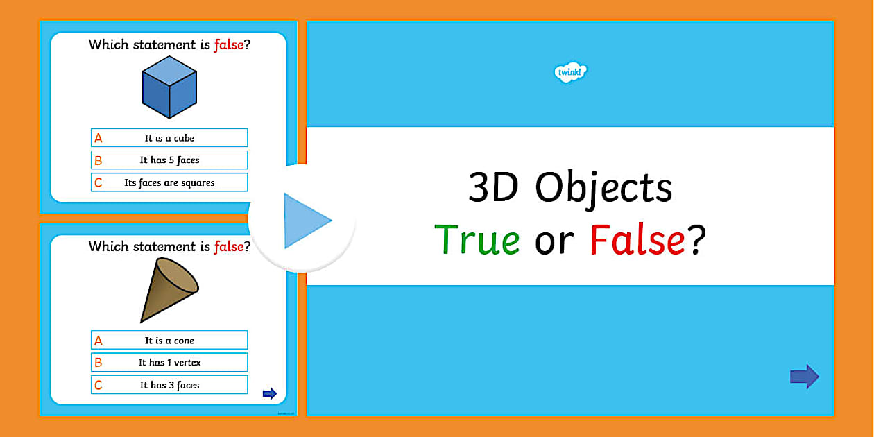 3D Objects True or False PowerPoint Quiz (teacher made)