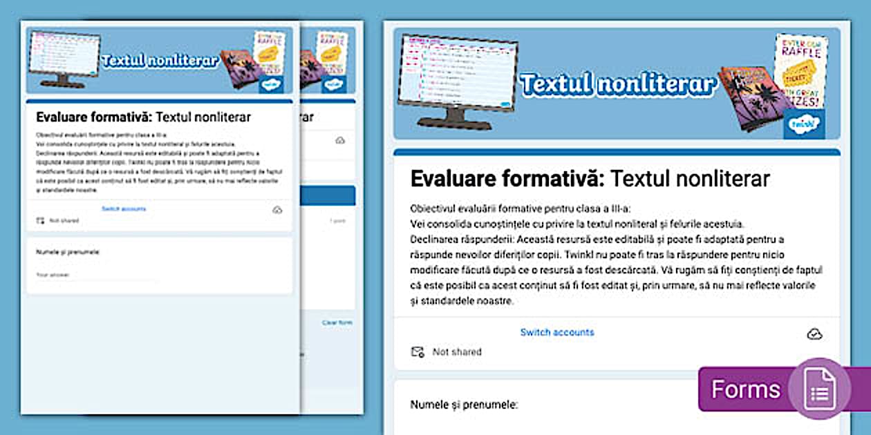 Clasa a III-a: Textul nonliterar – Evaluare formativă
