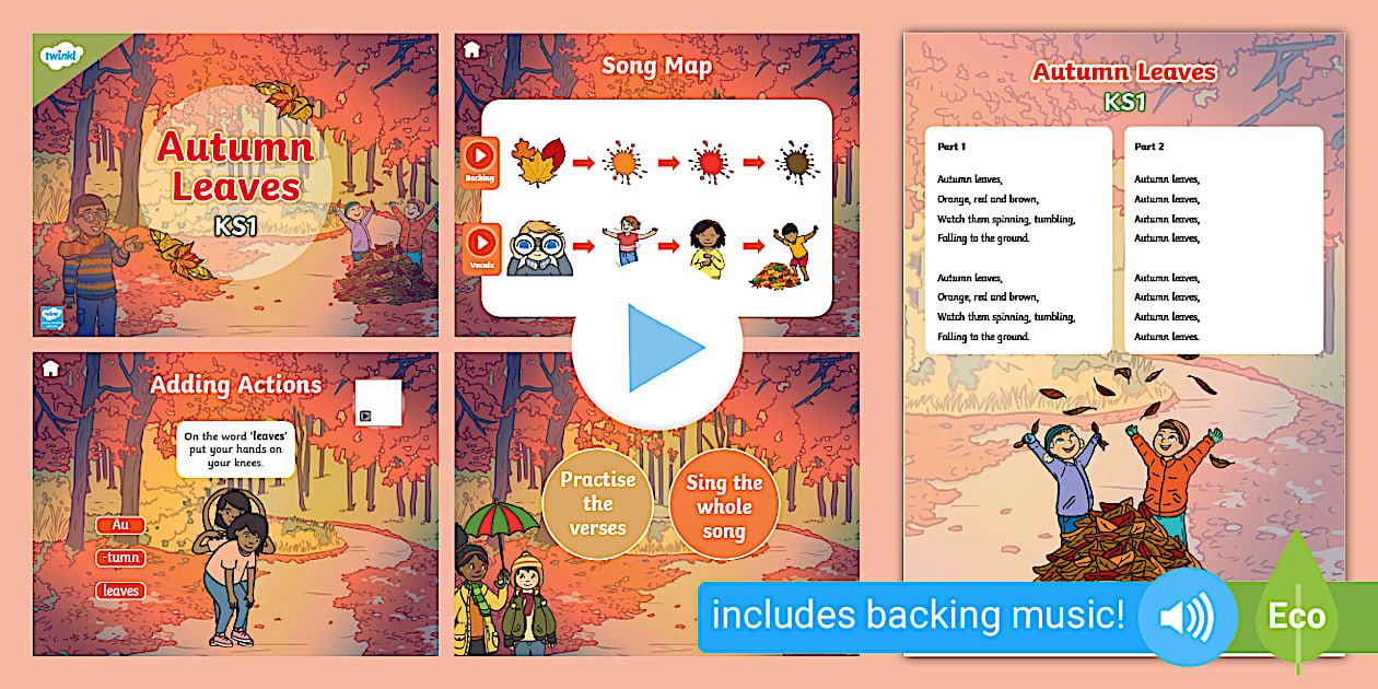 👉 Autumn Leaves - A Musical activity Song (teacher made)