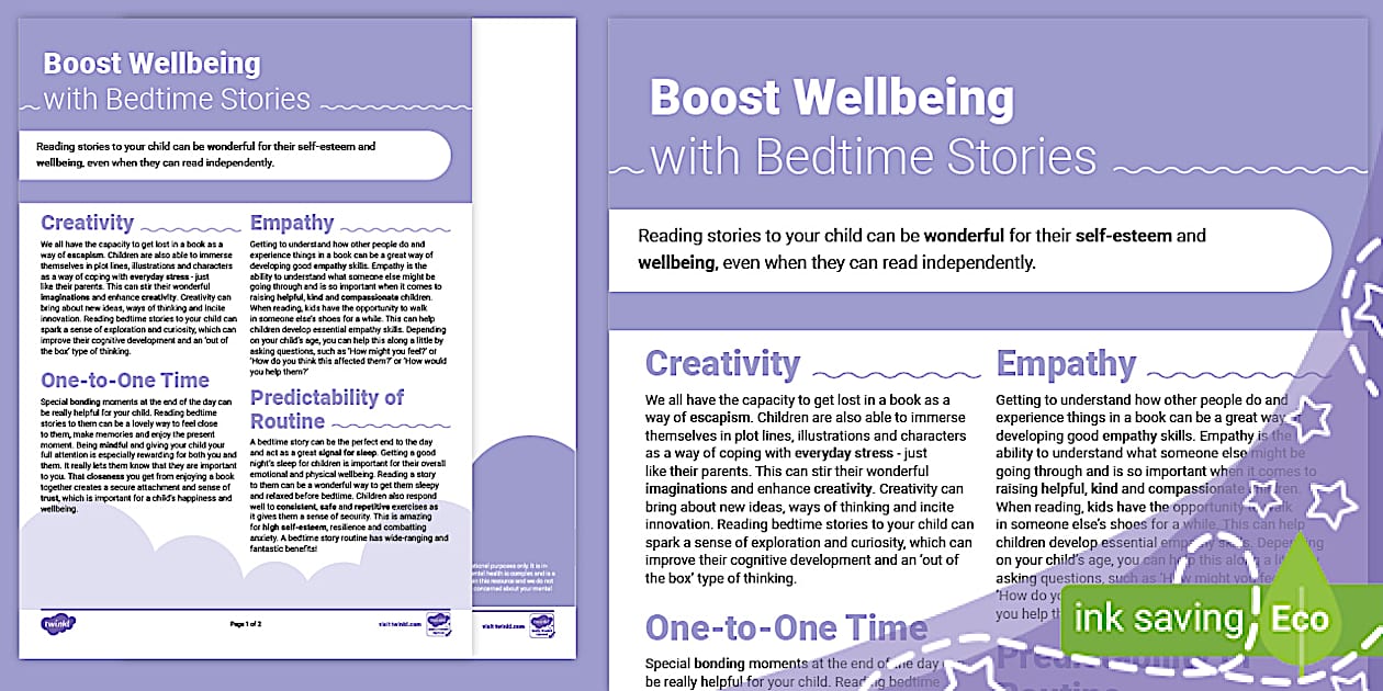 Boost Wellbeing with Bedtime Stories (teacher made) - Twinkl