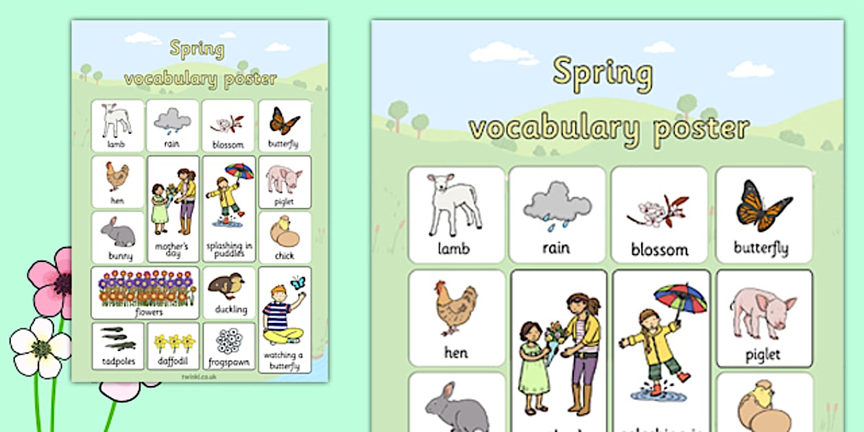 Springtime Vocabulary Poster (teacher made) - Twinkl