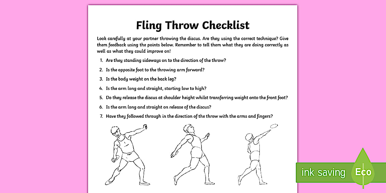 Fling Throw Technique Pupil Knowledge Sheet - Twinkl