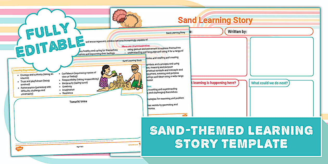 Sand-Themed Learning Story Template (editable)