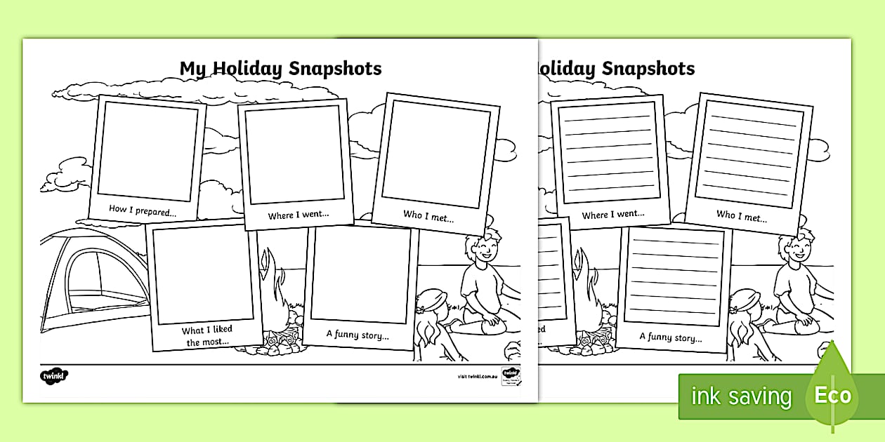 My Holiday Snapshot - Camping-Themed Writing Frames and Templates
