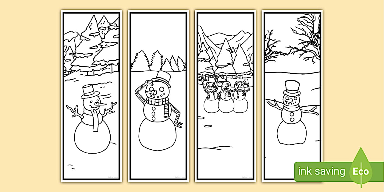 Snowman Colouring Bookmarks (teacher made) - Twinkl
