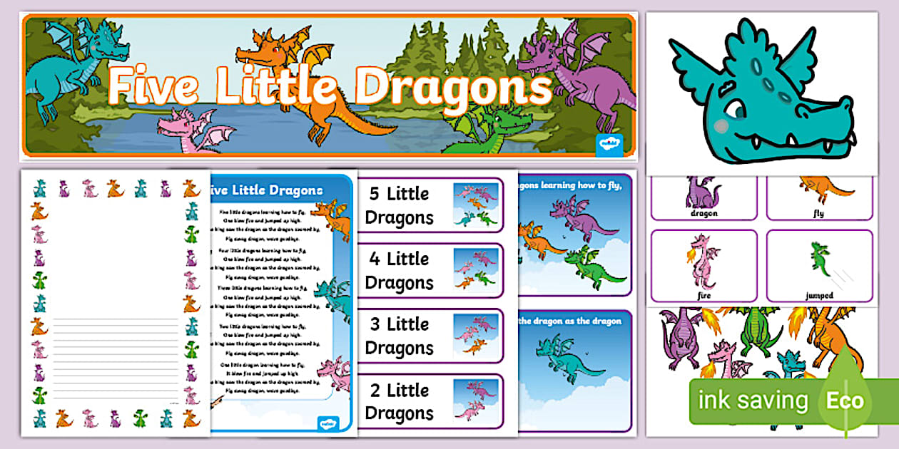 Five Little Dragons | Resource Pack | Rhymes | Twinkl