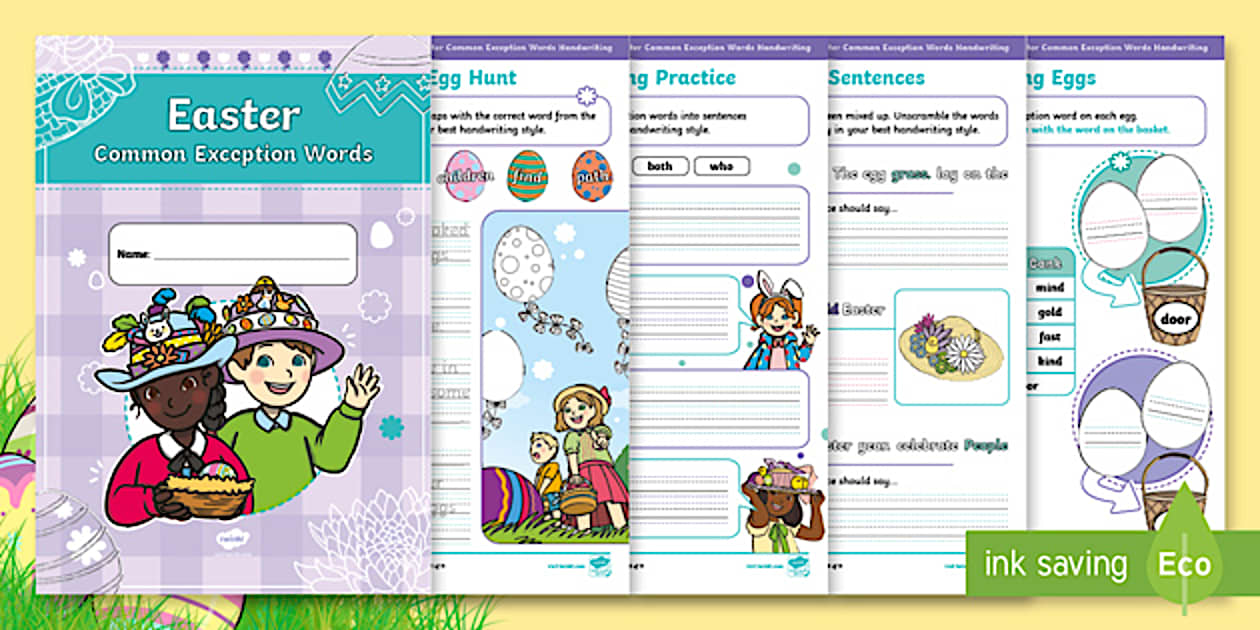 Y2 Easter Common Exception Words Handwriting Activity Booklet