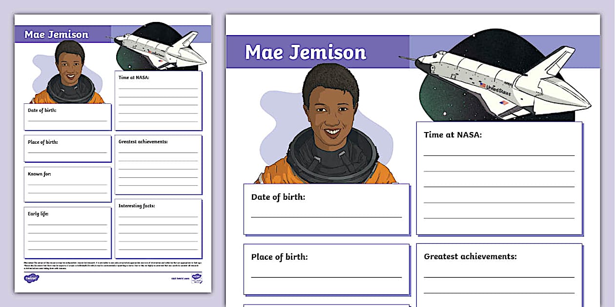 Mae Jemison Fact File Template,Black History - Twinkl