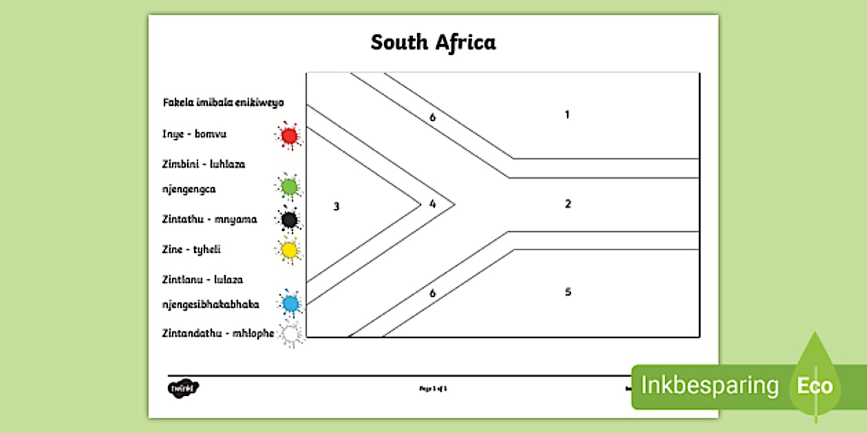 Heritage Day South African Flag Colour by number isiXhosa