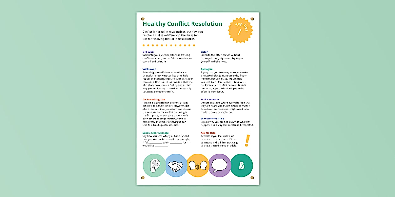 Healthy Conflict-Resolution Worksheet | Twinkl - Twinkl