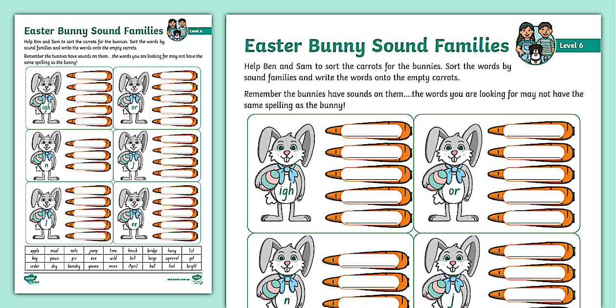 Twinkl Phonics Level 6 Easter Bunny Sound Families - Twinkl