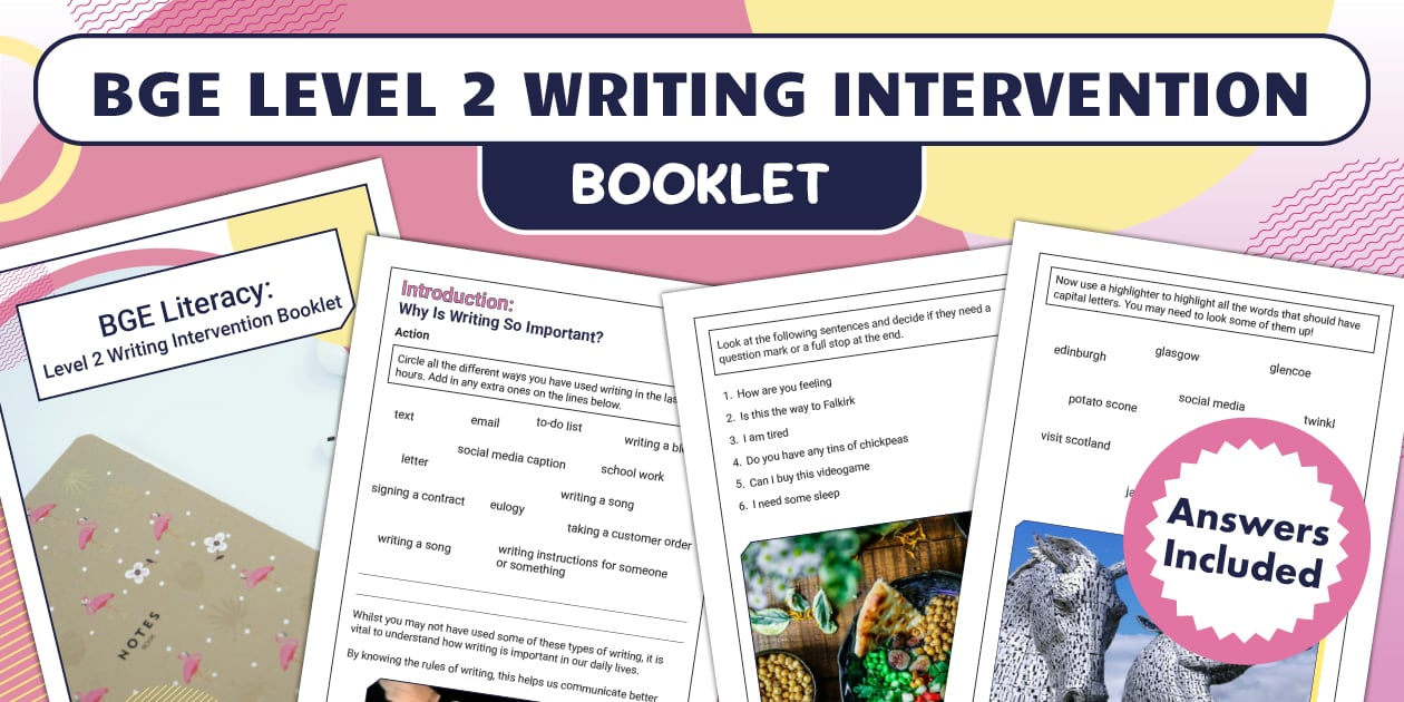BGE Literacy: Level 2 Writing Intervention Booklet