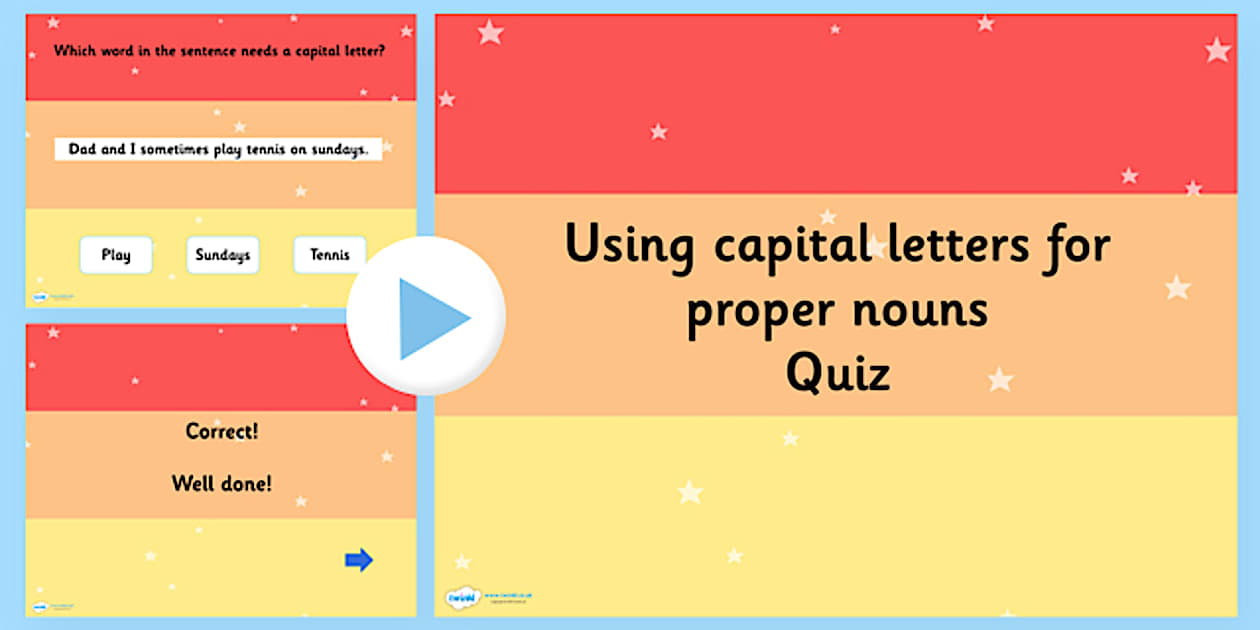 Capital Letters Punctuation PowerPoint Quiz - ESL Capital Letters