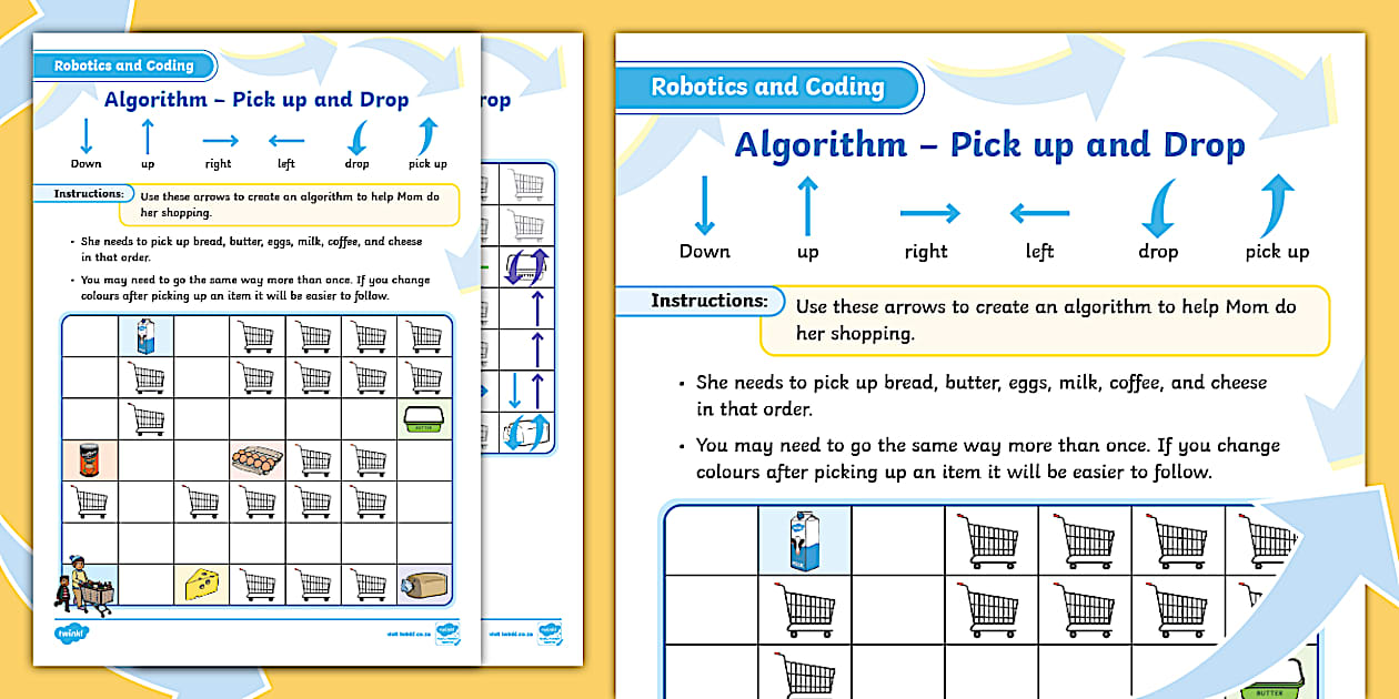 Robotics and Coding Pick up and Drop Shopping Algorithm